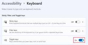 How To Enable Or Disable Keyboard Clicking Sound In Windows